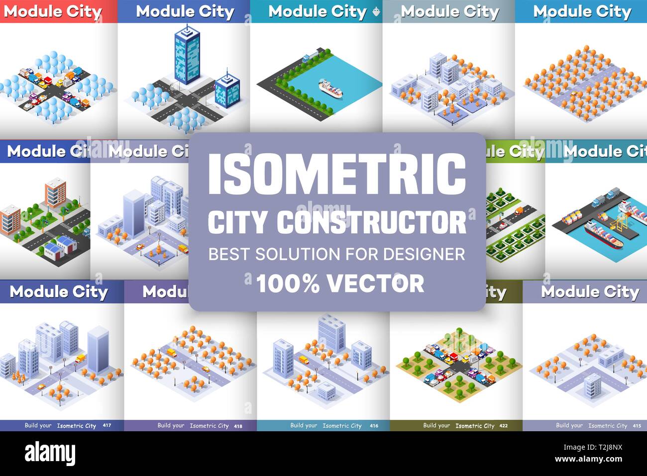 Isometric set of blocks module of areas of the city construction and ...