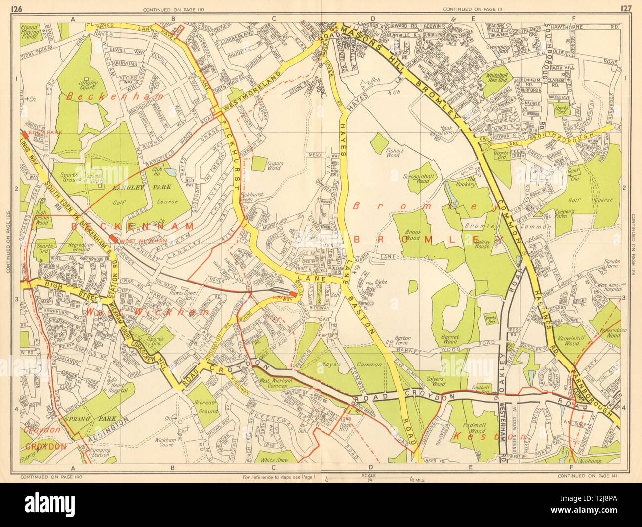 BROMLEY SOUTH Hayes West Wickham Eden Park . GEOGRAPHERS' A-Z 1948 old ...