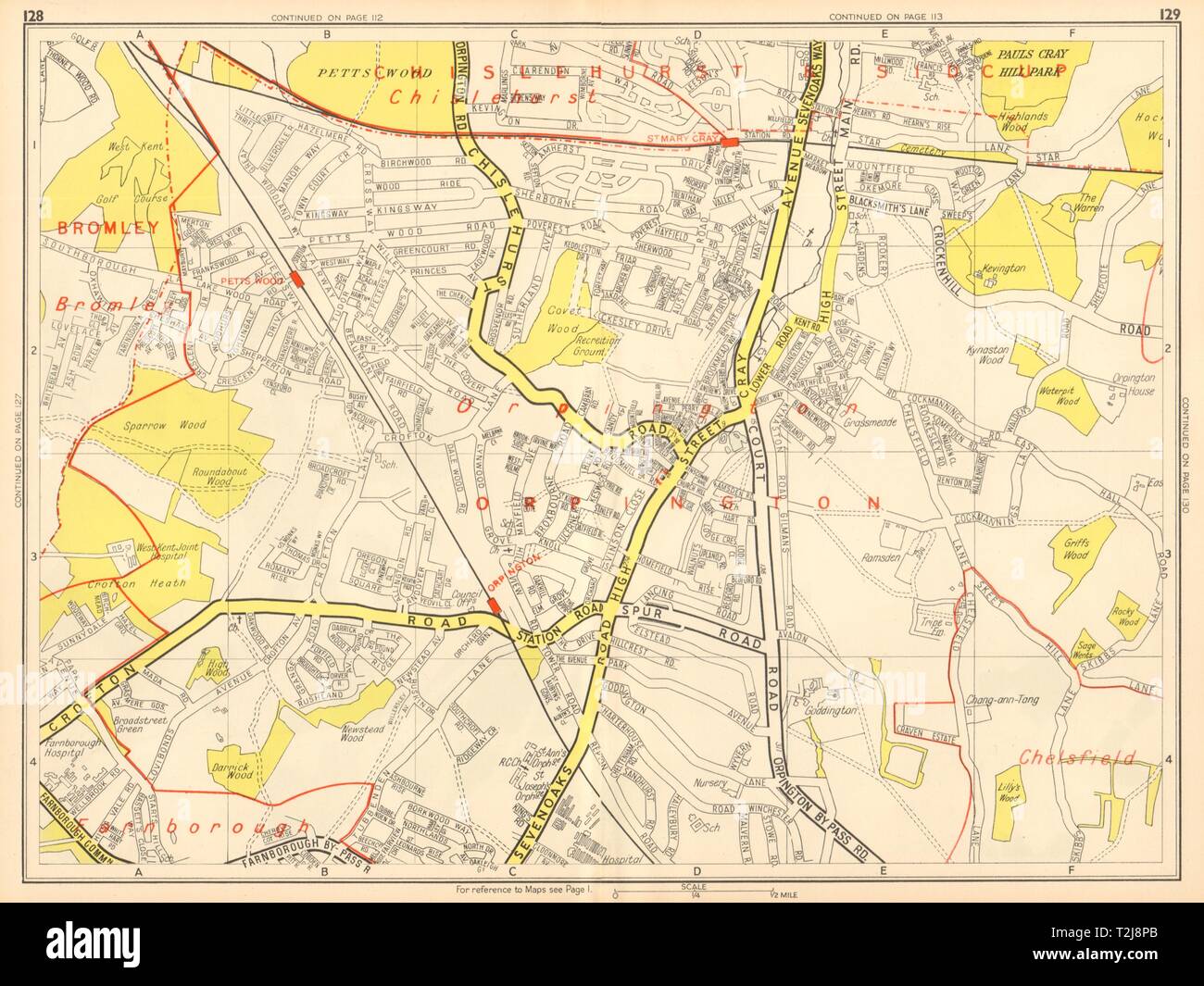 ORPINGTON Bromley Pett's Wood St Mary Cray. GEOGRAPHERS' A-Z 1948 old ...