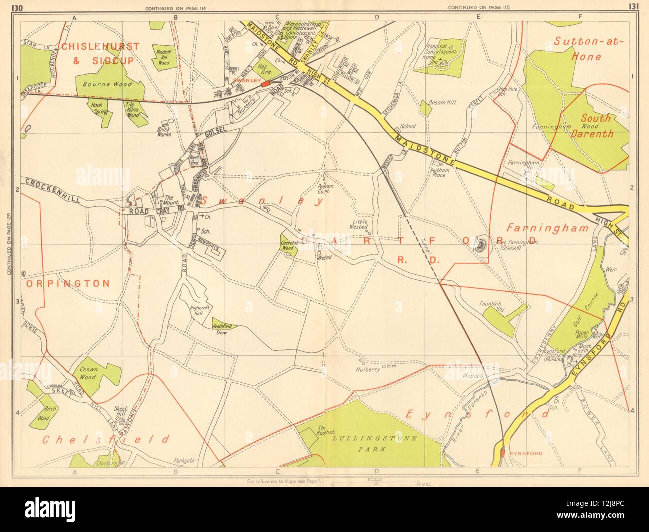 LONDON SE Eynsford Swanley Farningham. GEOGRAPHERS' A-Z 1948 old ...