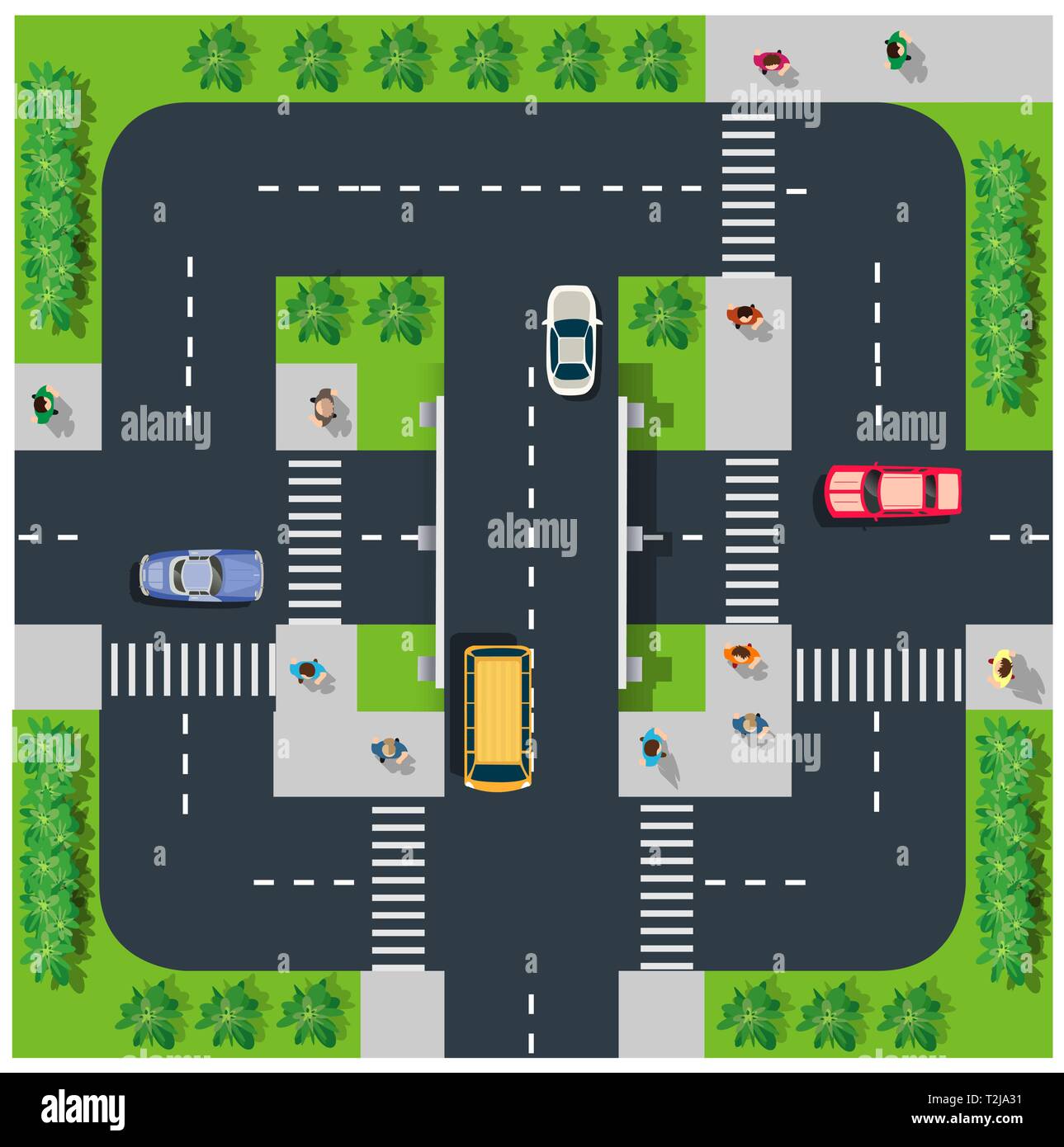 Top view of the road with cars streets traffic city Stock Vector Image ...