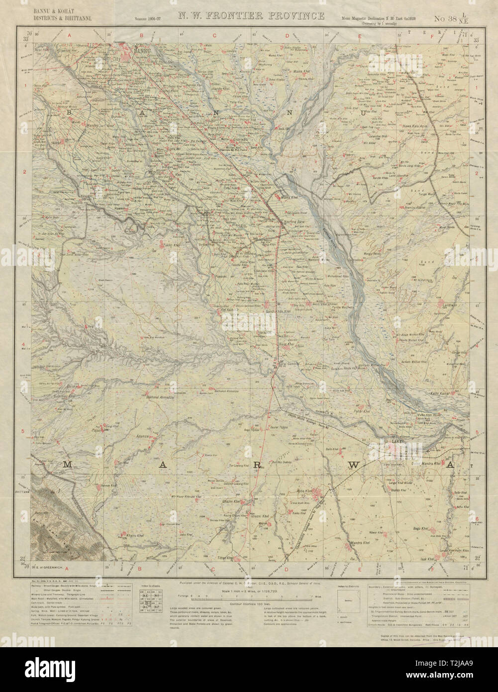 SURVEY OF INDIA 38 L/NE Pakistan Khyber Pakhtunkhwa Bannu Lakki Abba ...
