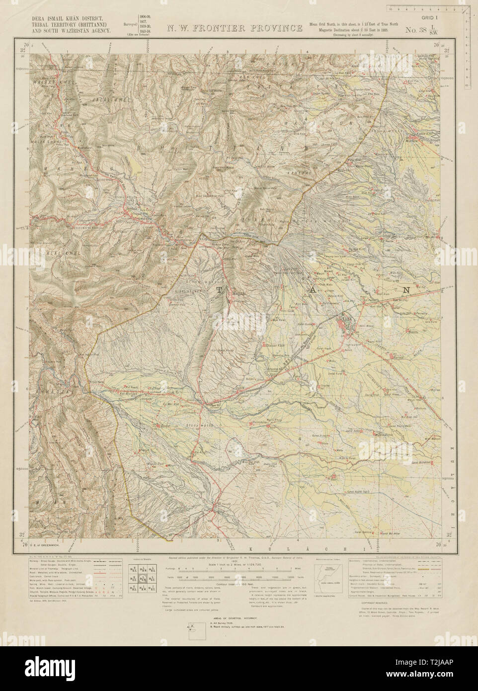 SURVEY OF INDIA 38 L/SW Pakistan Khyber Pakhtunkhwa Tank Jandola Kotkai ...