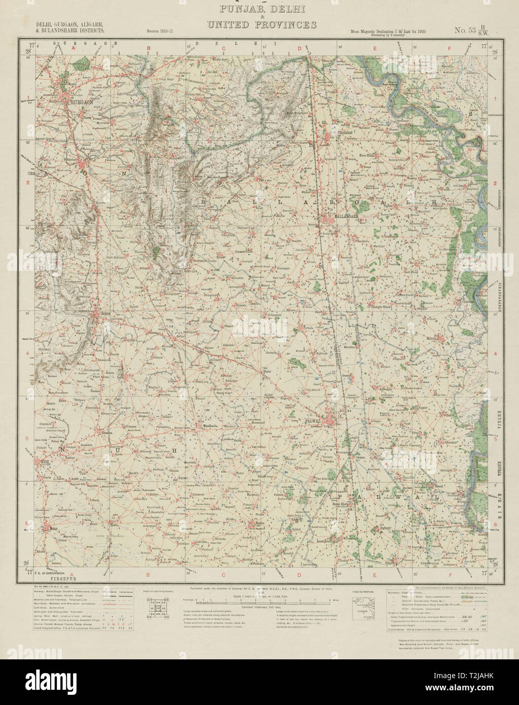 SURVEY OF INDIA 53 H/SW South Delhi Gurugram Faridabad Palwal Sohna ...