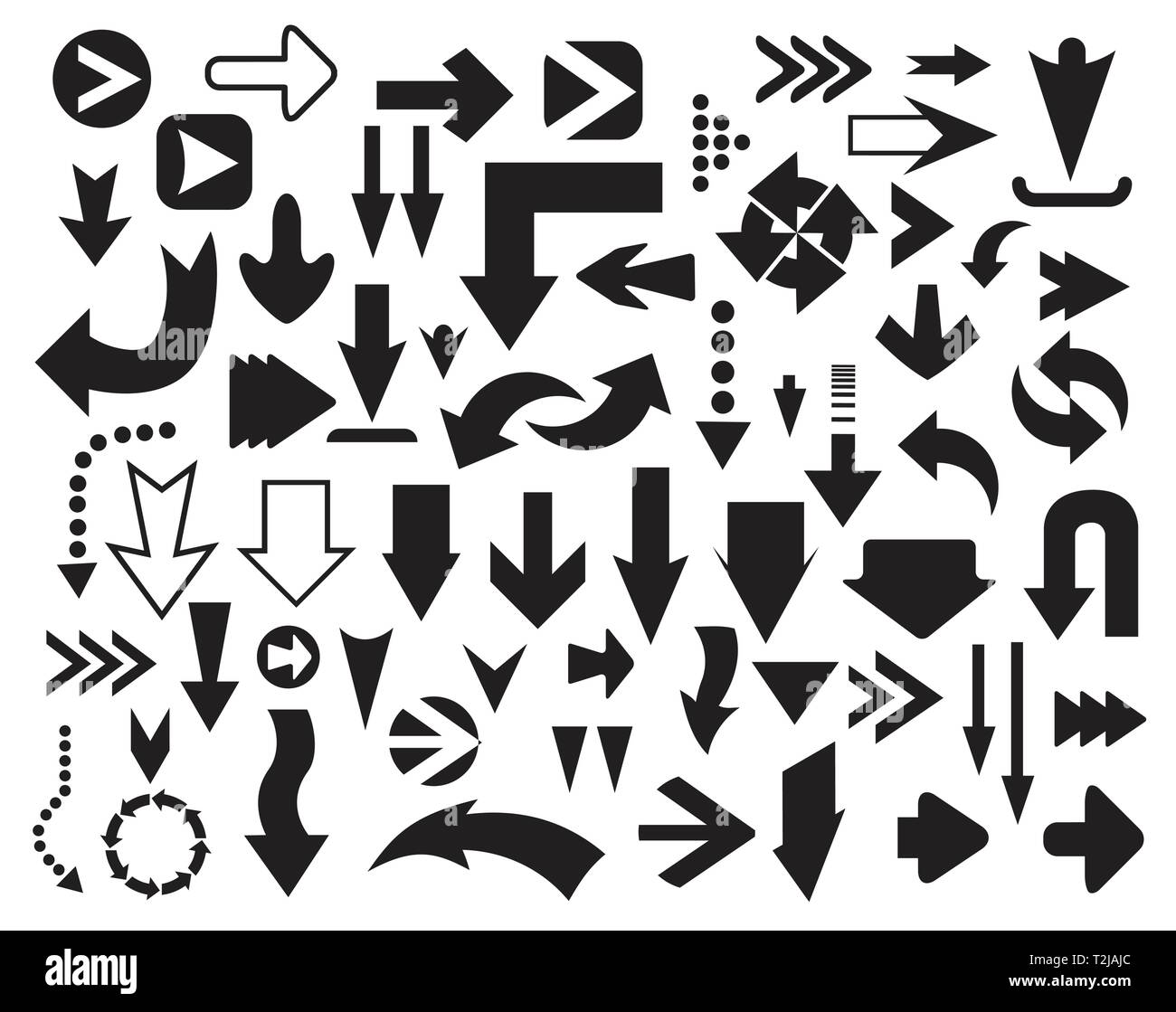 Arrows icons set of silhouettes of directional cursor signs Stock ...