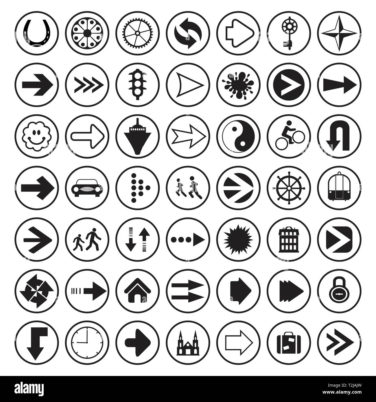 Arrows icons set of silhouettes of directional cursor signs Stock ...