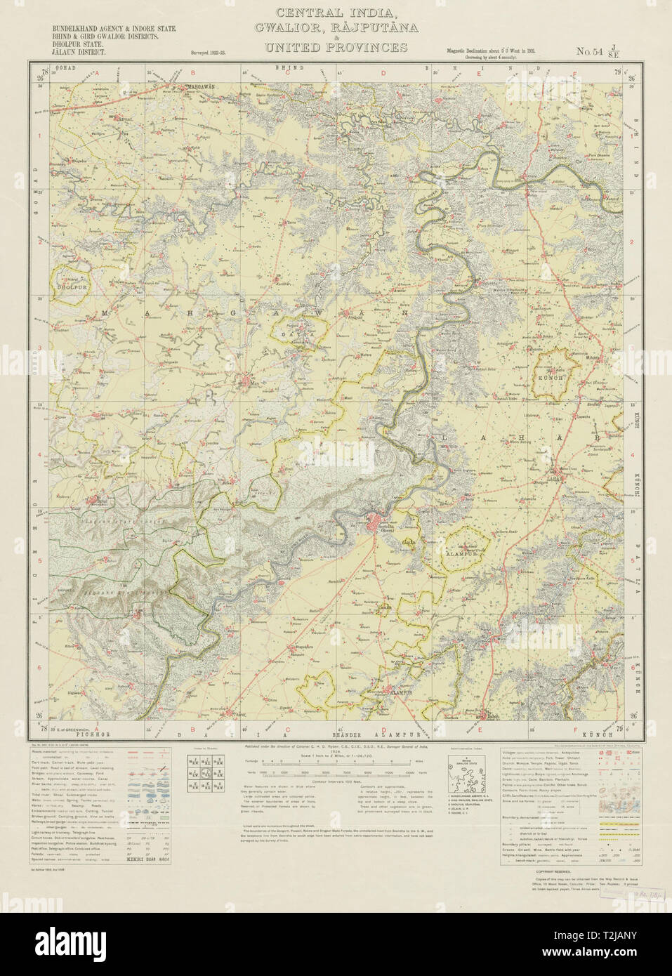 SURVEY OF INDIA 54 J/SE Madhya Pradesh Seondha Mau Lahar Mihona Alampur ...