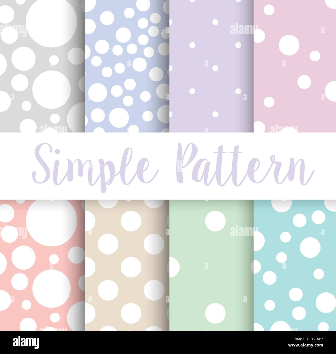 Simple polka dot circle pattern set of seamless backgrounds for digital ...