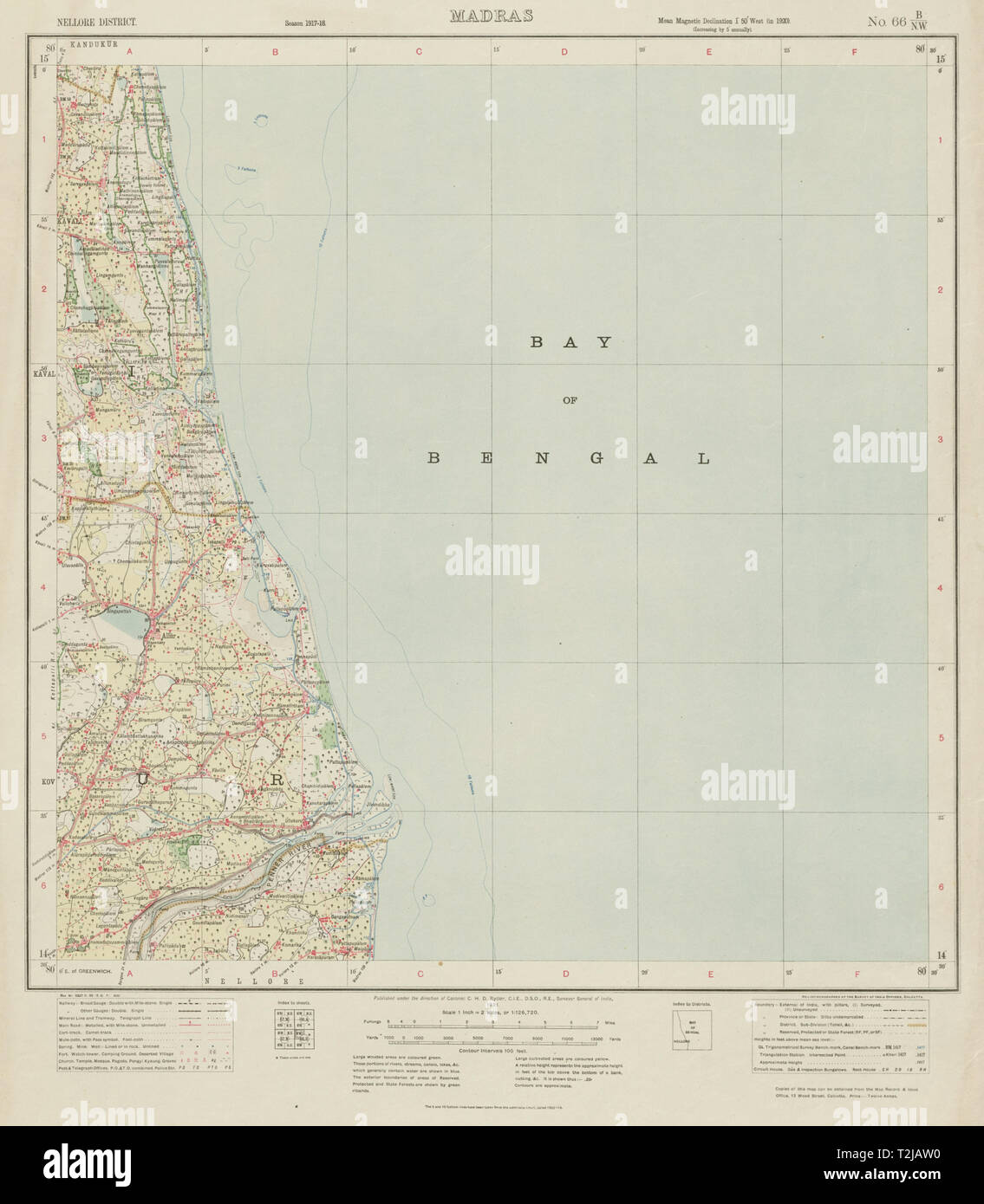 SURVEY OF INDIA 66 B/NW Andhra Pradesh Kavali Allur Isakapalle Mypadu ...