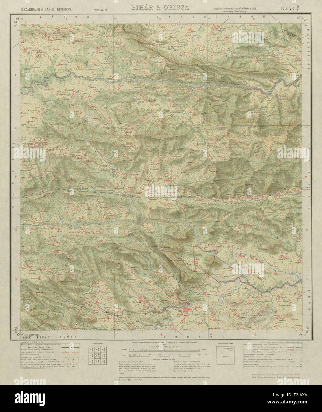 SURVEY OF INDIA 73 E/11 Jharkhand Dokad Holong Rahe Bisa Soso Karo Beti ...