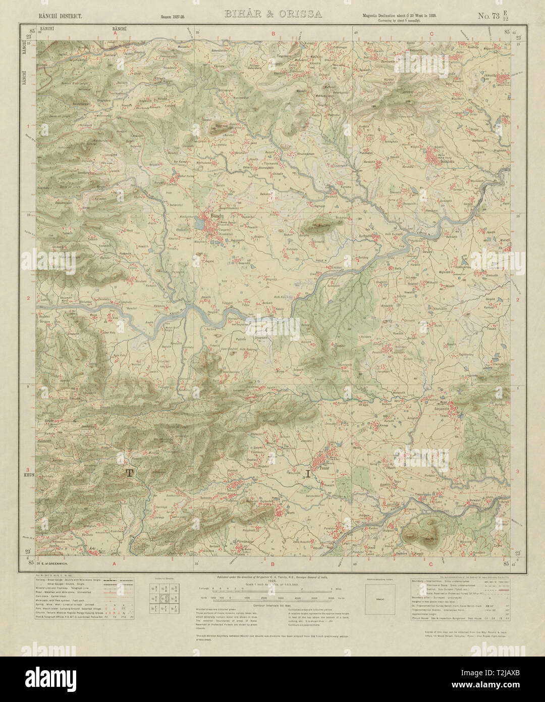 SURVEY OF INDIA 73 E/12 Jharkhand Bundu Tamar Sonahatu Kanchi River ...
