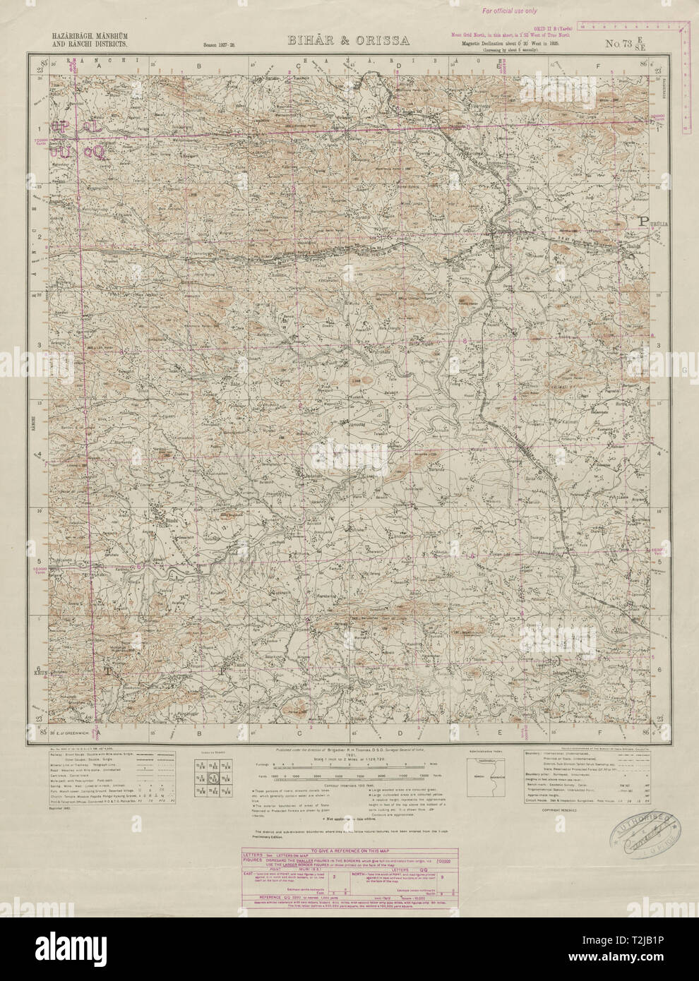 SURVEY OF INDIA 73 E/SE West Bengal Muri Tamar Jhalda Bundu Lotang Kuda ...