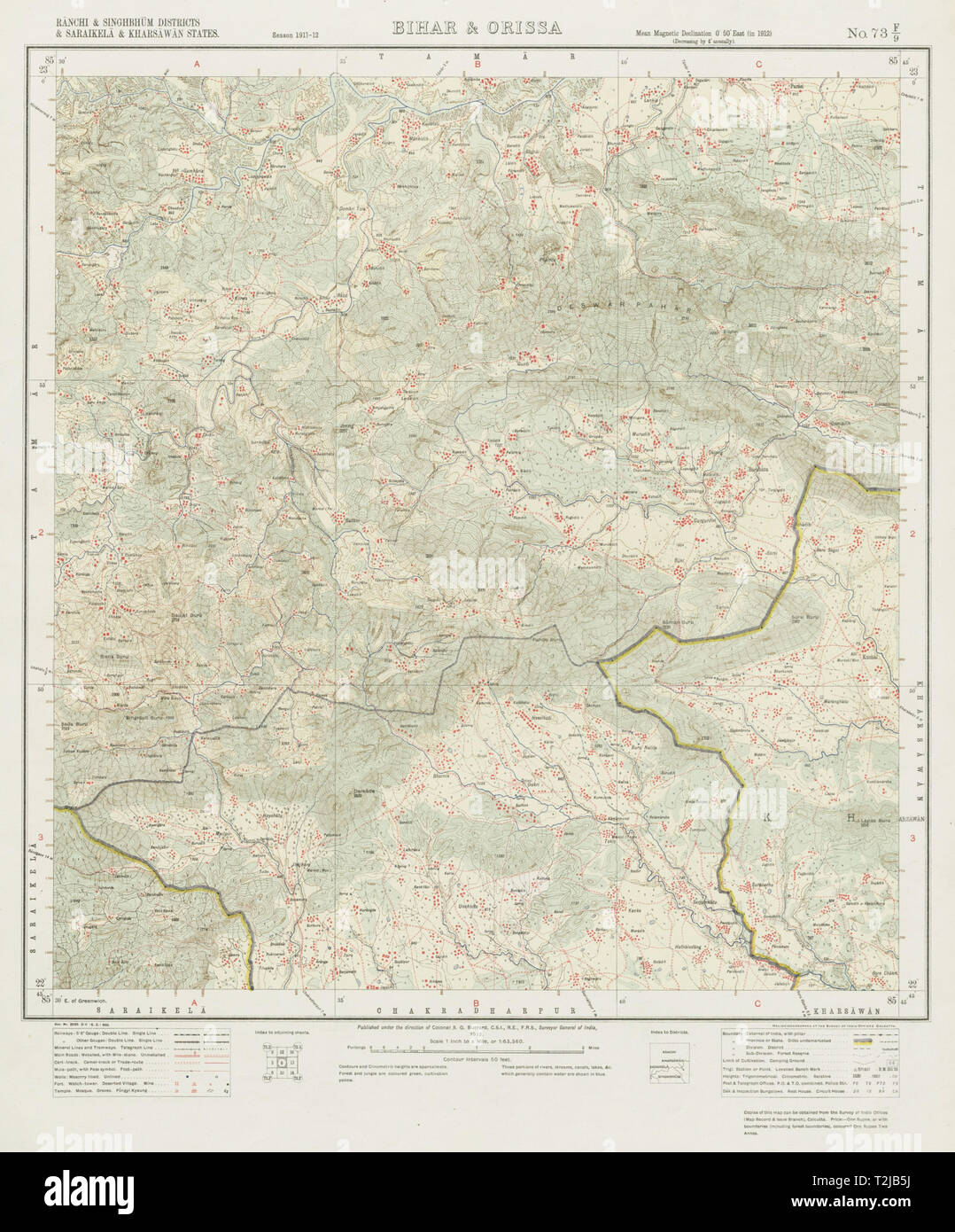 SURVEY OF INDIA 73 F/9 Jharkhand Chandil Gamharia Sinjani Kuchai Korwa ...