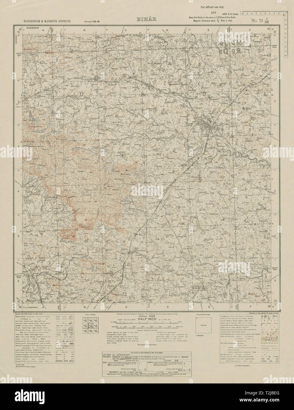 SURVEY OF INDIA 73 I/SW West Bengal Purulia Ajodhya Hills Balarampur ...