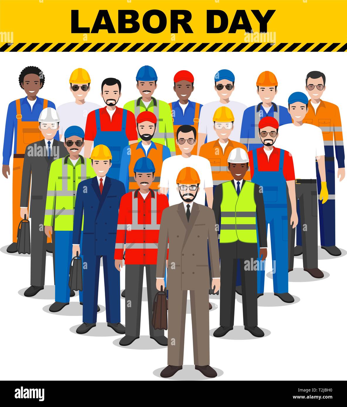 Labor day. Group of working people isolated on white background. Set of ...