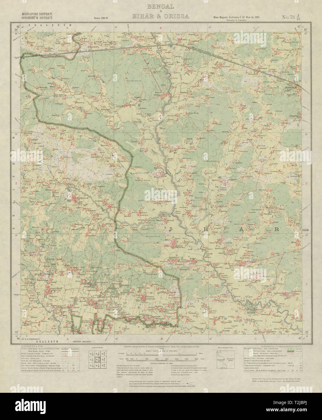 SURVEY OF INDIA 73 J/15 West Bengal Jhargram Gidhni Chichra Jambona ...