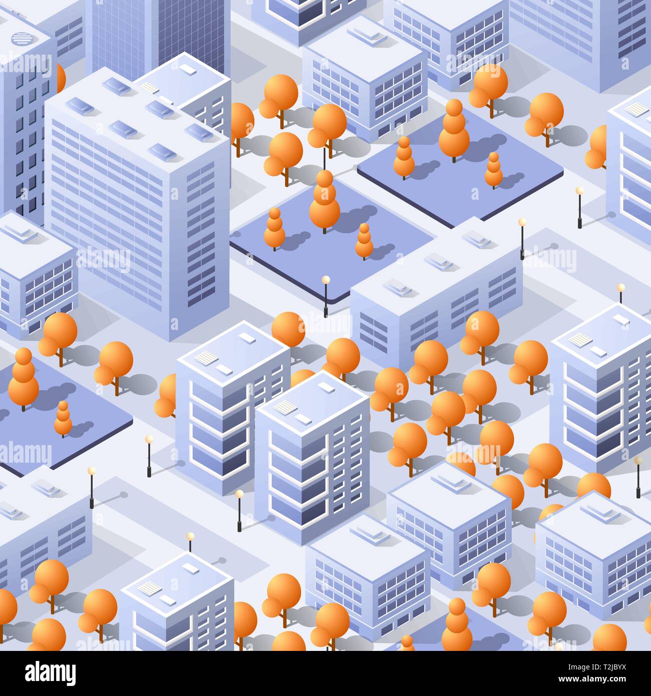 Isometric illustration megapolis city quarter with streets, skyscrapers ...