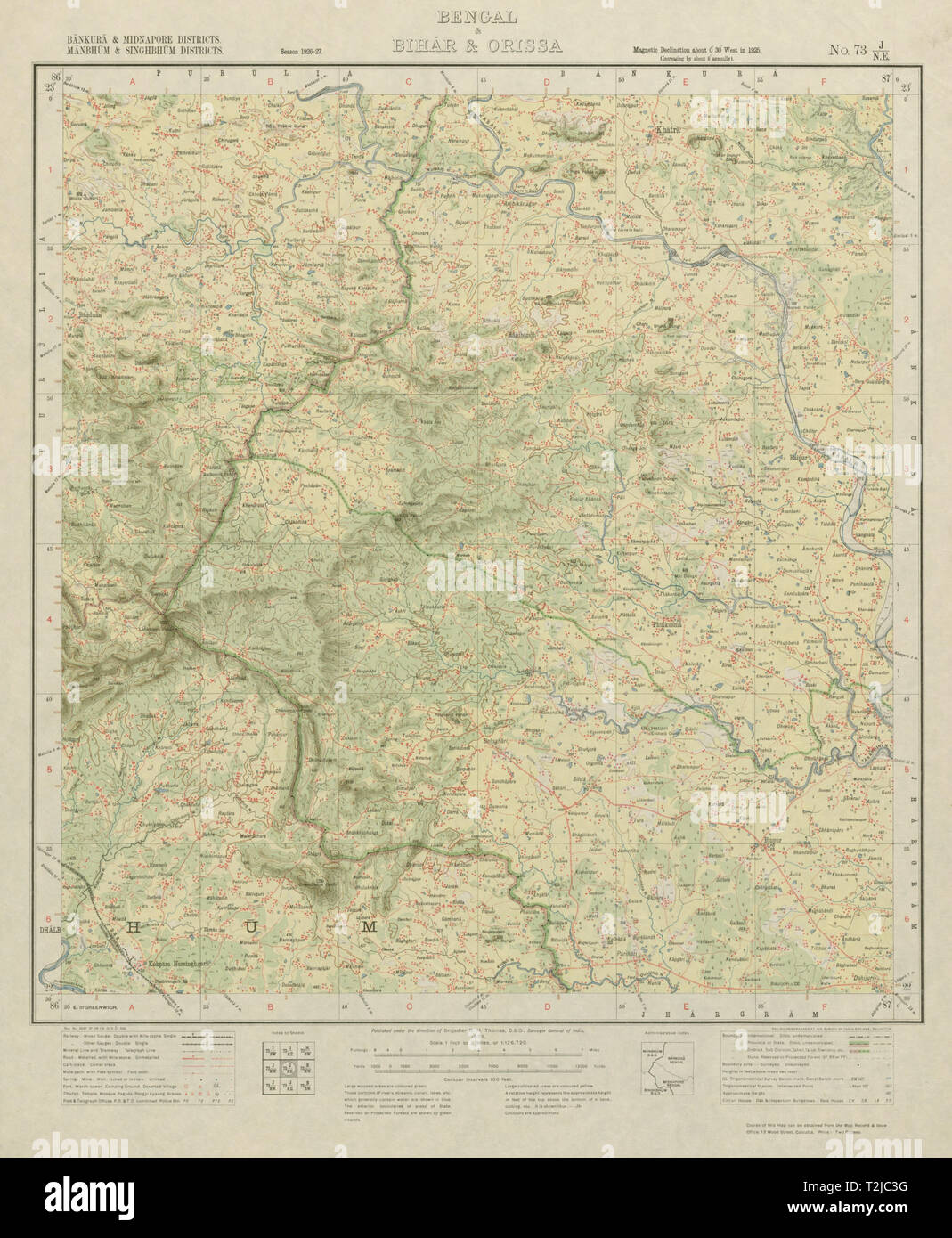 SURVEY OF INDIA 73 J/NE West Bengal Chandil Dalma Raipur Ranibandh 1929 ...