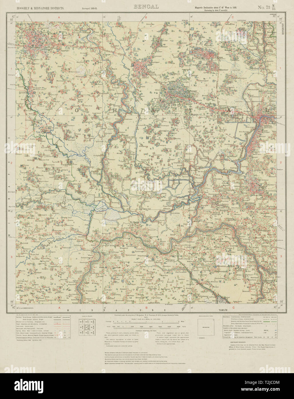 SURVEY OF INDIA 73 N/10 West Bengal Ghatal Khirpai Chandrakona Daspur ...