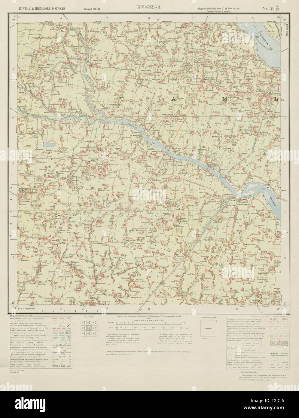 SURVEY OF INDIA 73 N/16 West Bengal Nandakumar Bajkul Deuli Bhagabanpur ...