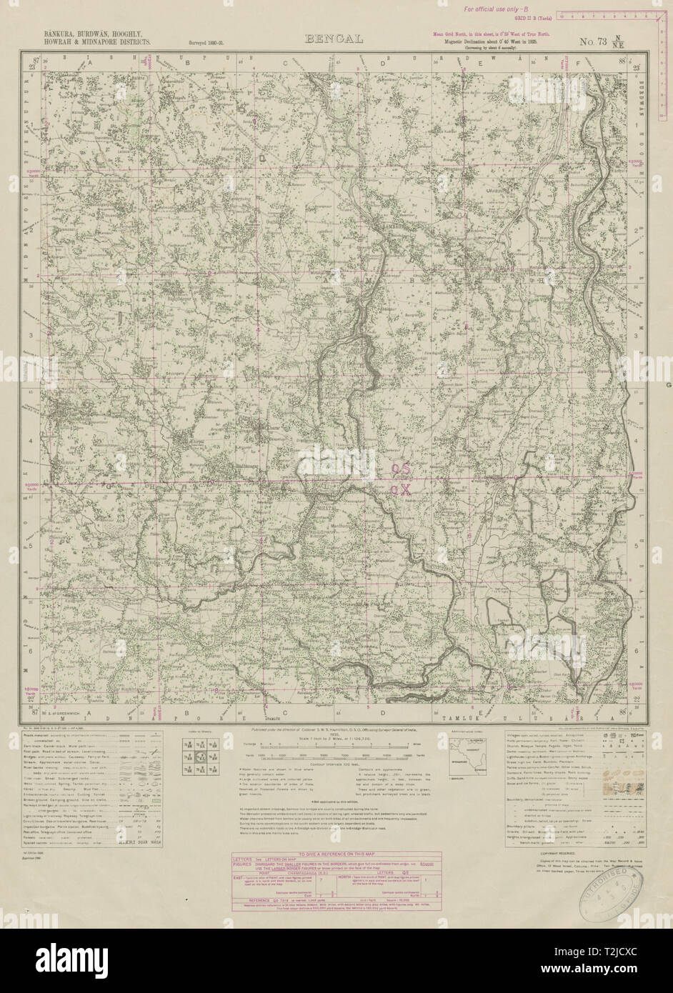 SURVEY OF INDIA 73 N/NE West Bengal Ghatal Arambagh Chandrakona Bengai ...