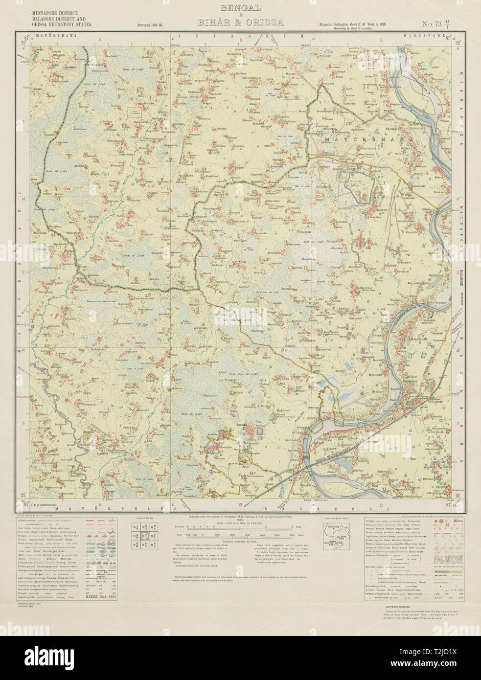 SURVEY OF INDIA 73 O/1 West Bengal Odisha Jaleswar Amarada Ghagara 1932 ...