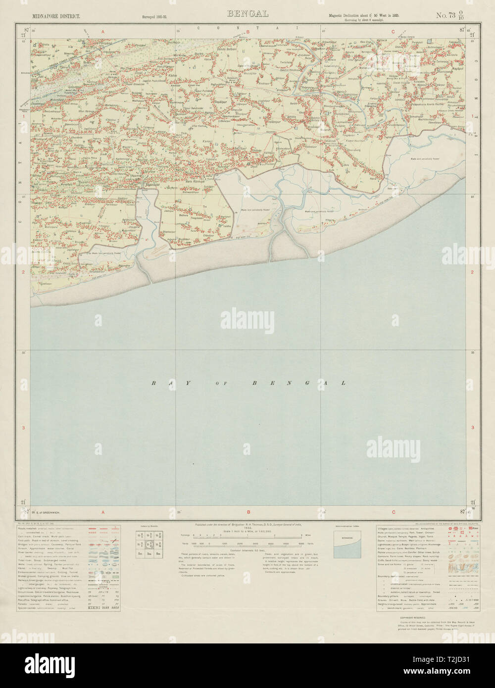 SURVEY OF INDIA 73 O/10 West Bengal Digha Ramnagar Tajpur Mandarmani ...
