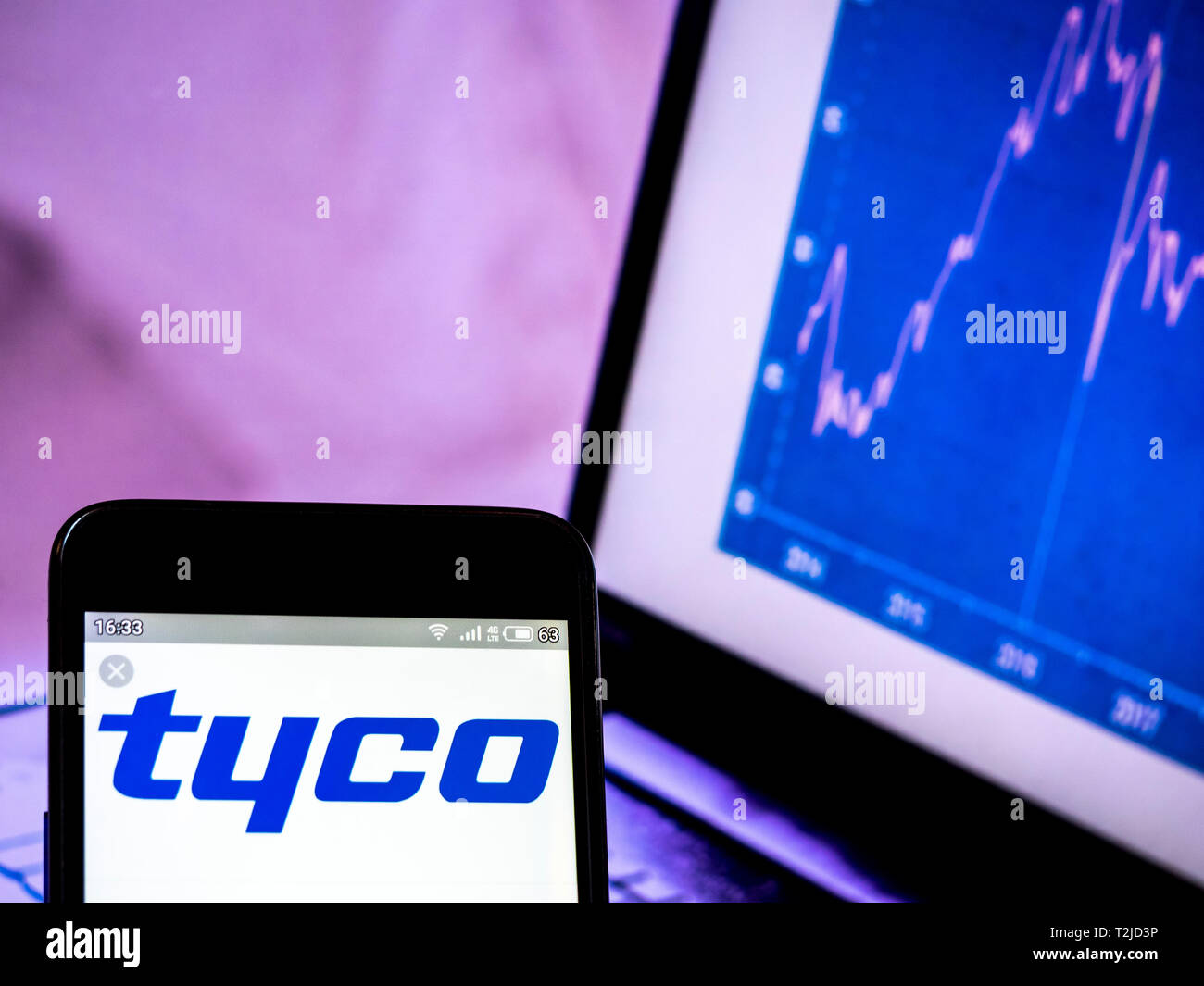 In this photo illustration a Tyco International Ltd. logo seen ...