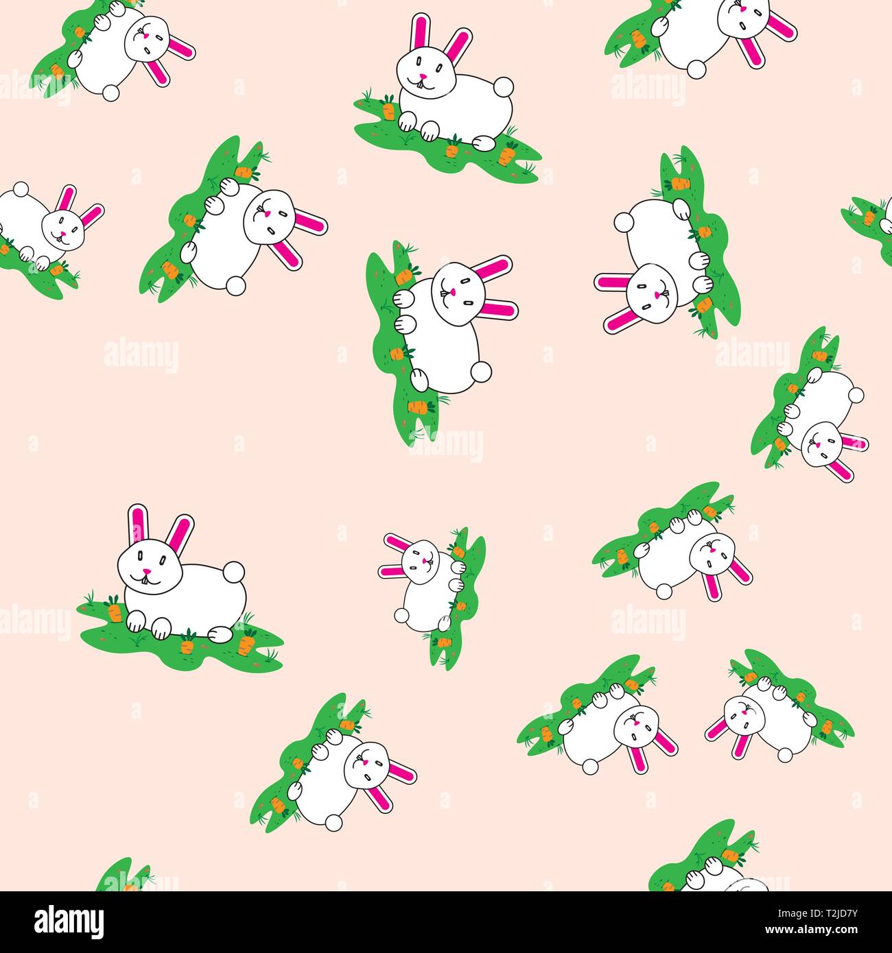 Vector seamless pattern with Rabbit and carrot. Hare. Happy bunny. 10 ...