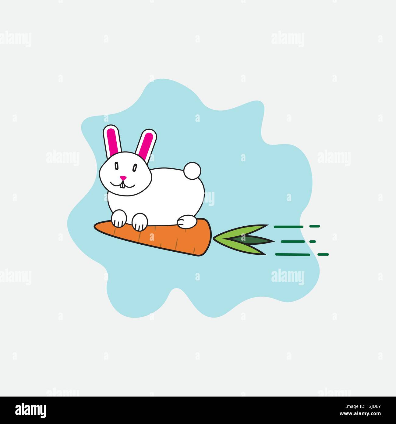Rabbit and carrot cartoon character. Funny animals vector illustration ...
