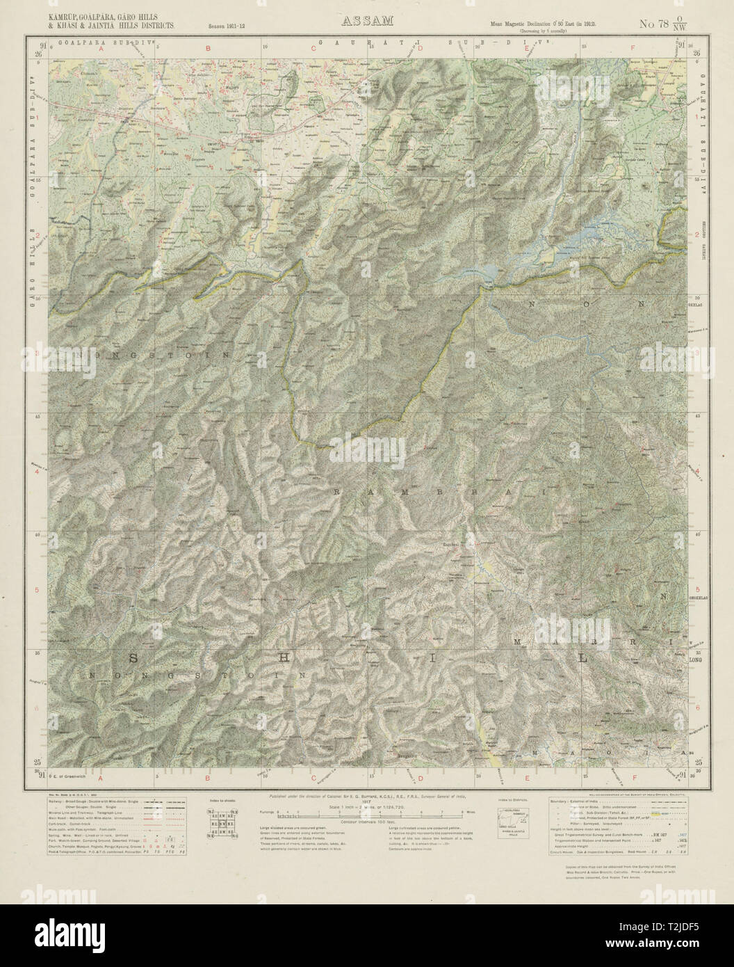 SURVEY OF INDIA 78 O/NW West Khasi Hills Meghalaya Nongstoin Rambrai ...