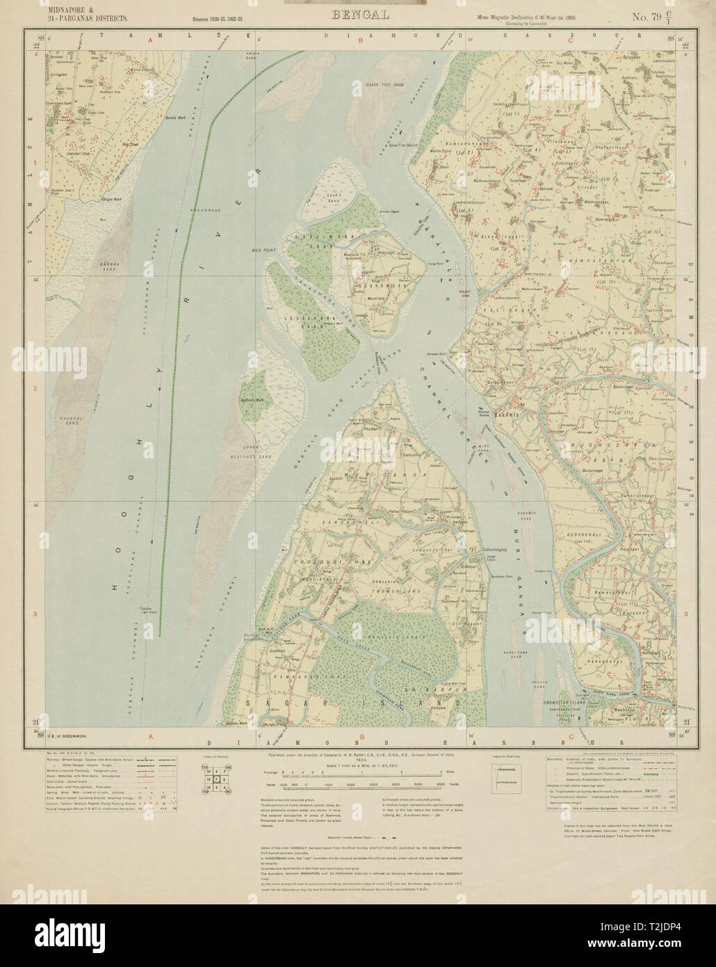 SURVEY OF INDIA 79 C/1 West Bengal Hooghly Estuary Kakdwip Sagar Island ...