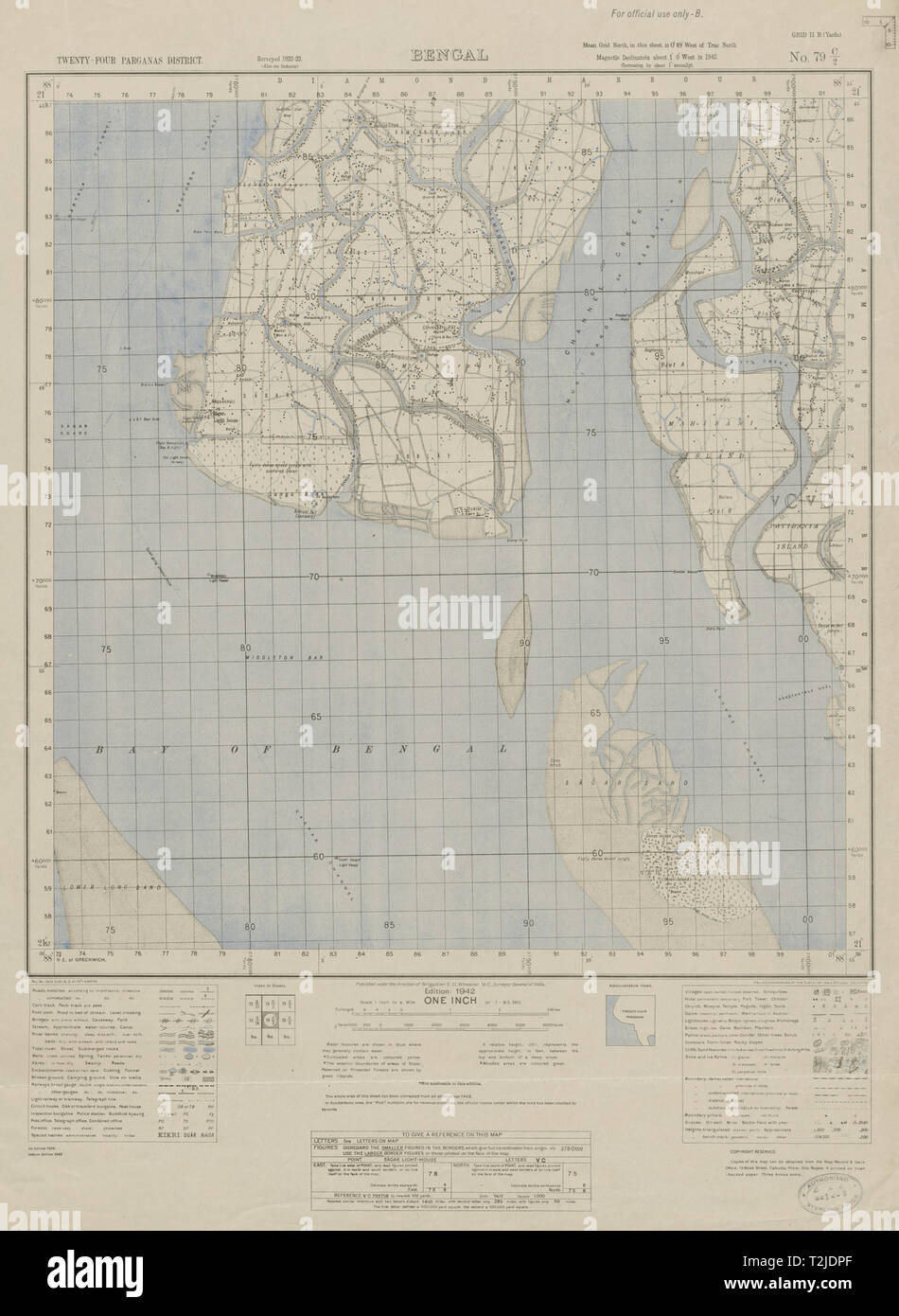 SURVEY OF INDIA 79 C/2 West Bengal Hooghly Estuary Sagar Island Mousuni ...
