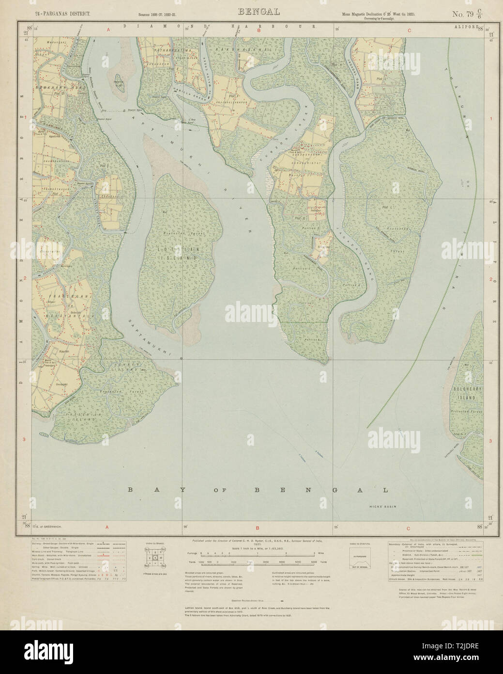 SURVEY OF INDIA 79 C/6 West Bengal Sibrampur Sundarbans Bakkhali 1922 ...