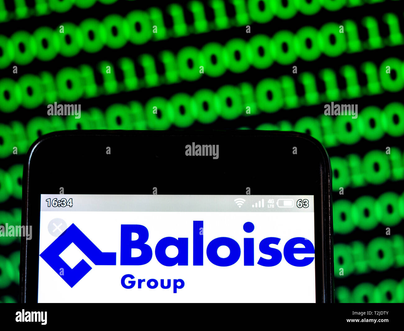 In this photo illustration a Baloise Holding AG logo seen displayed on ...