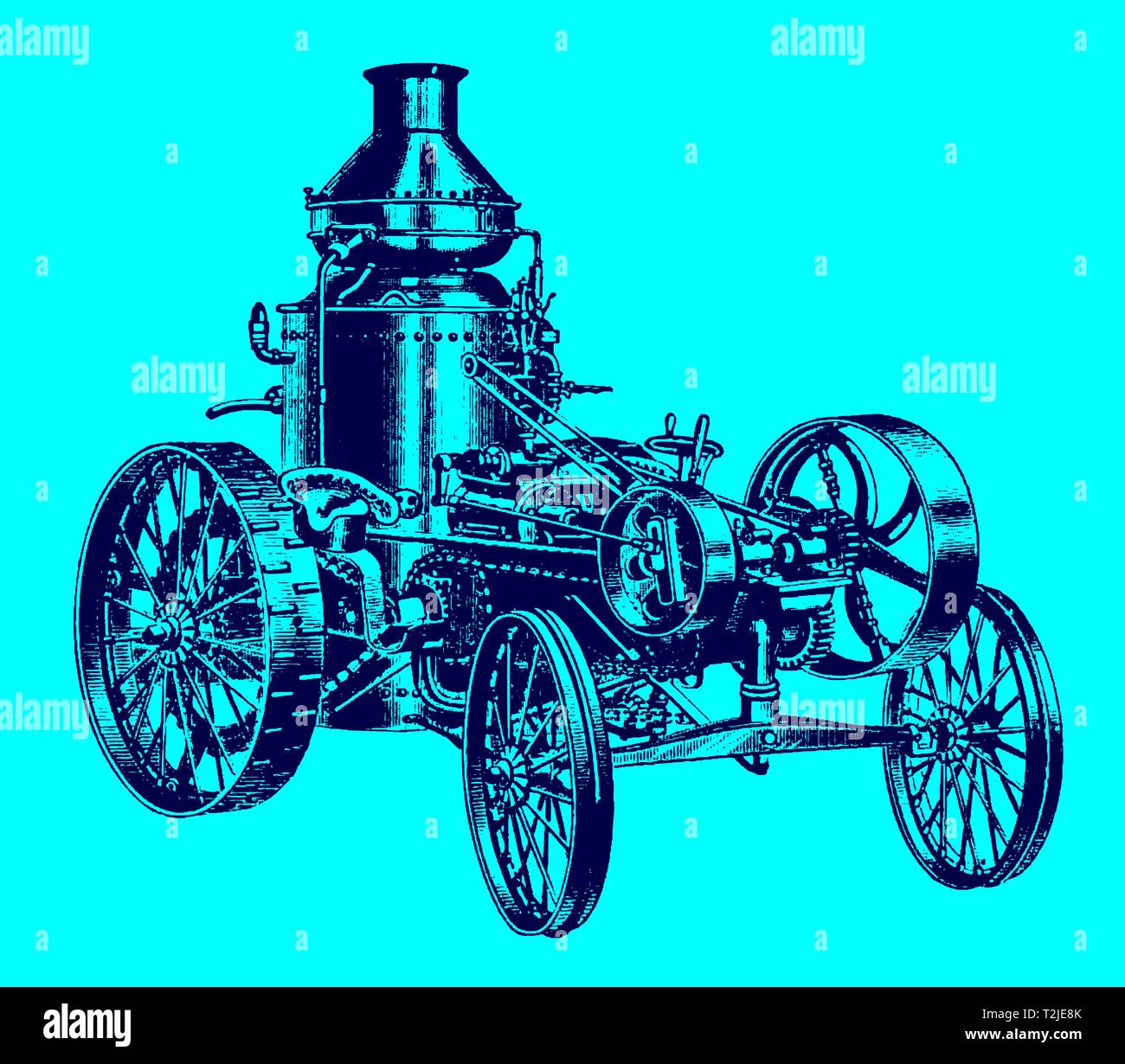 Historic steam road locomotive, tractor, vehicle with water tank in ...