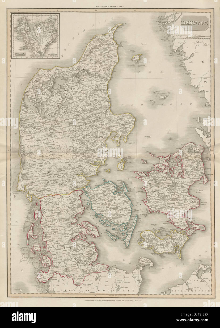 Denmark & Iceland by John Pinkerton 1812 old antique vintage map plan ...