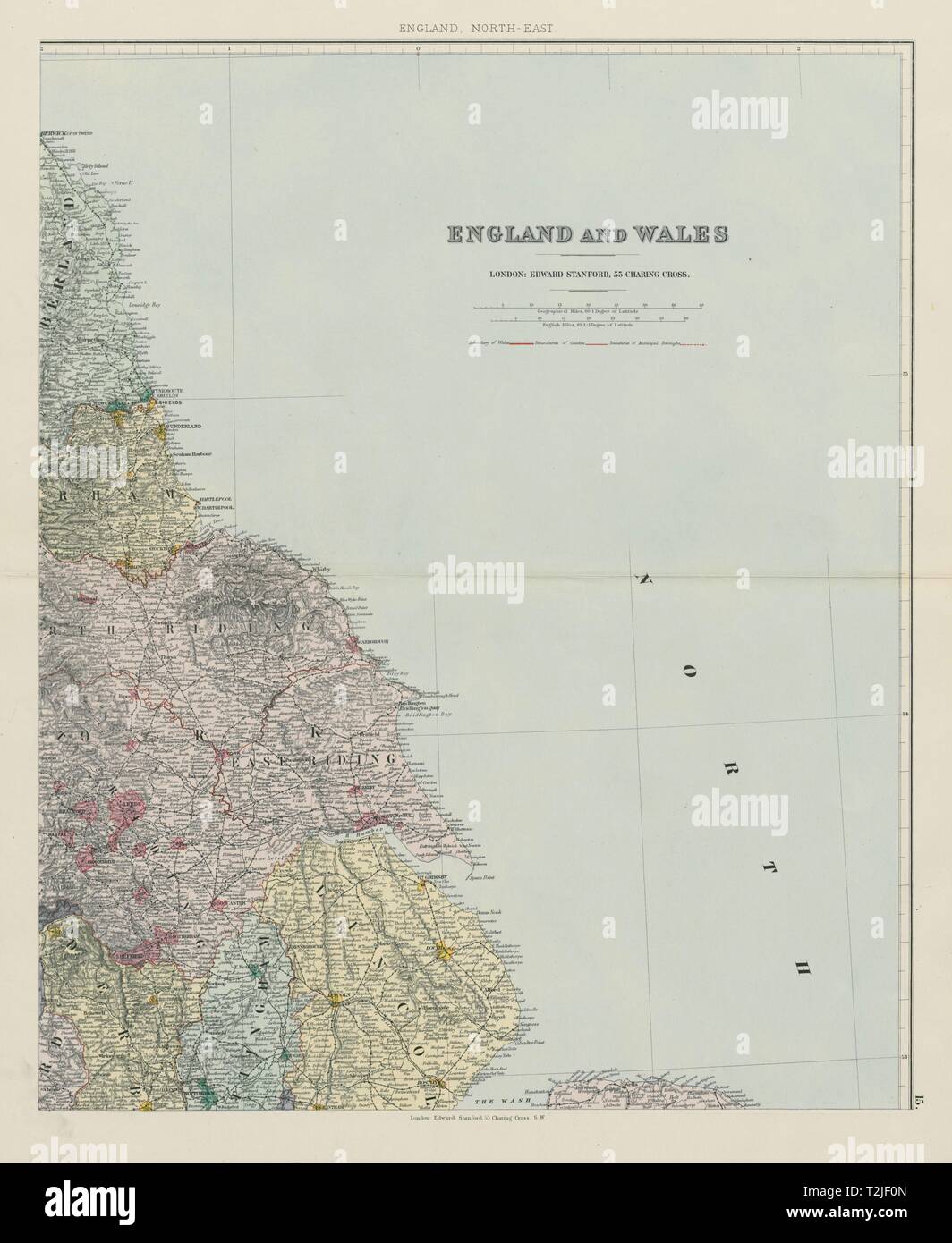 North east England. Tyneside Yorkshire Lincolnshire. 62x51cm STANFORD ...