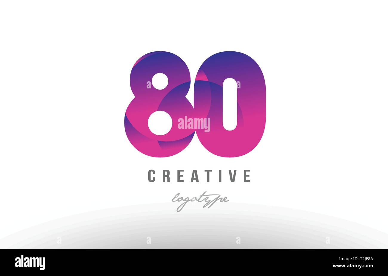 Design of number 80 with pink gradient color suitable as a logo for a ...
