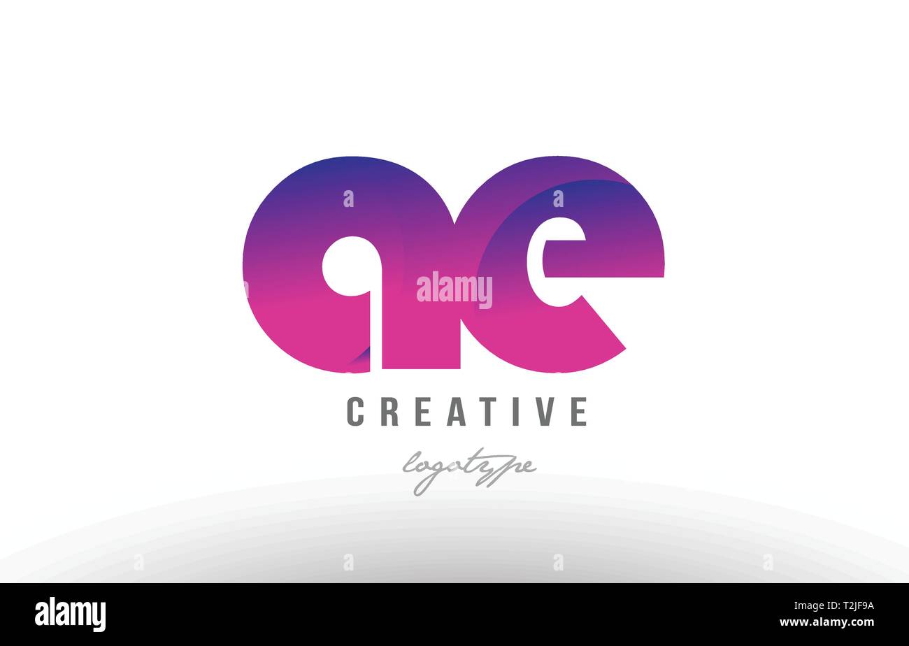 Design of alphabet letter logo combination ae a e with pink gradient ...