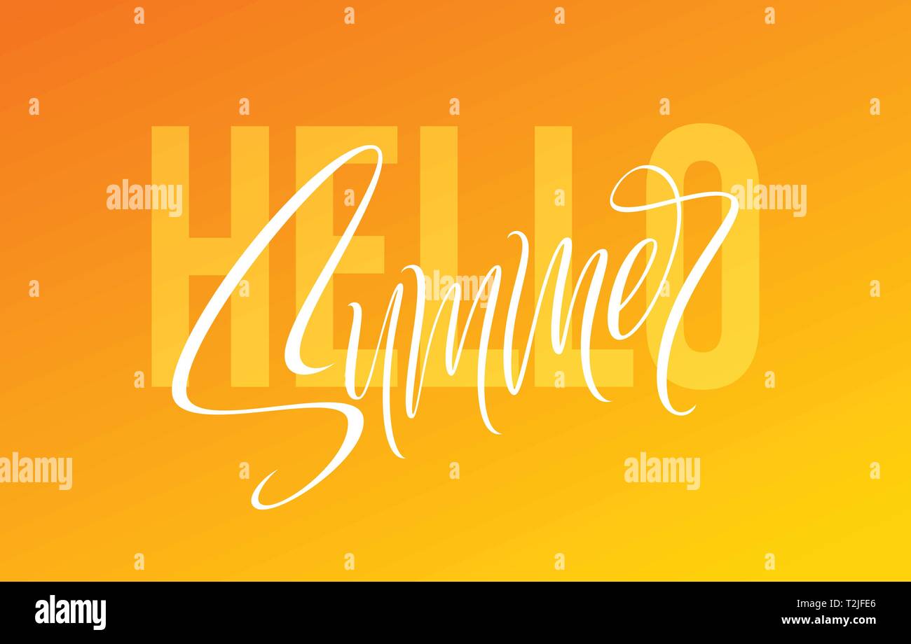Hello Summer Hand drawn lettering. Vector illustration EPS10 Stock ...