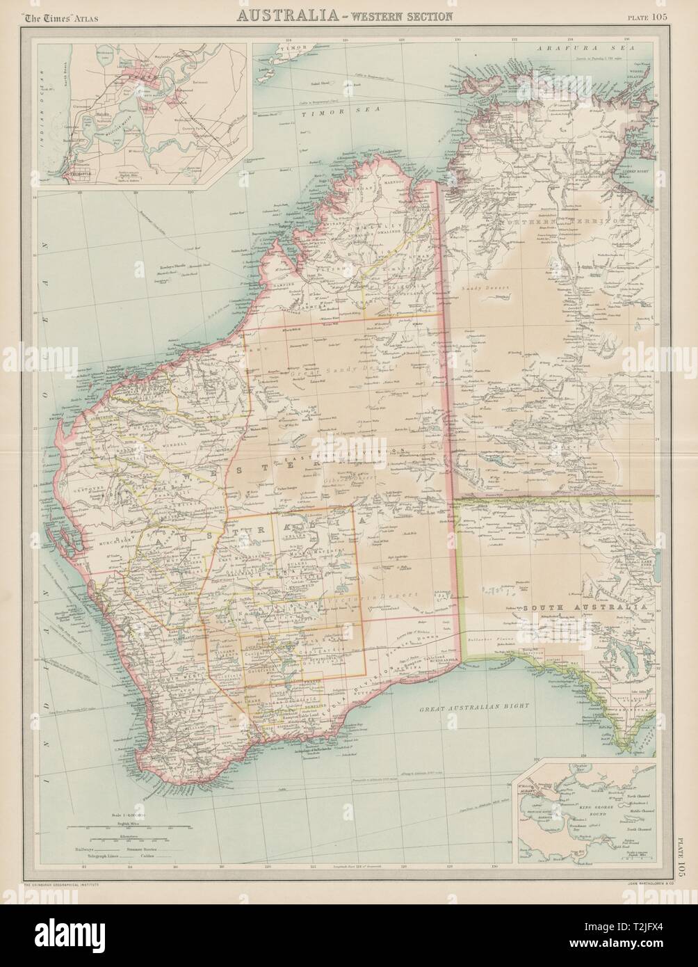 Western Australia. Perth & Albany plans. THE TIMES 1922 old vintage map ...
