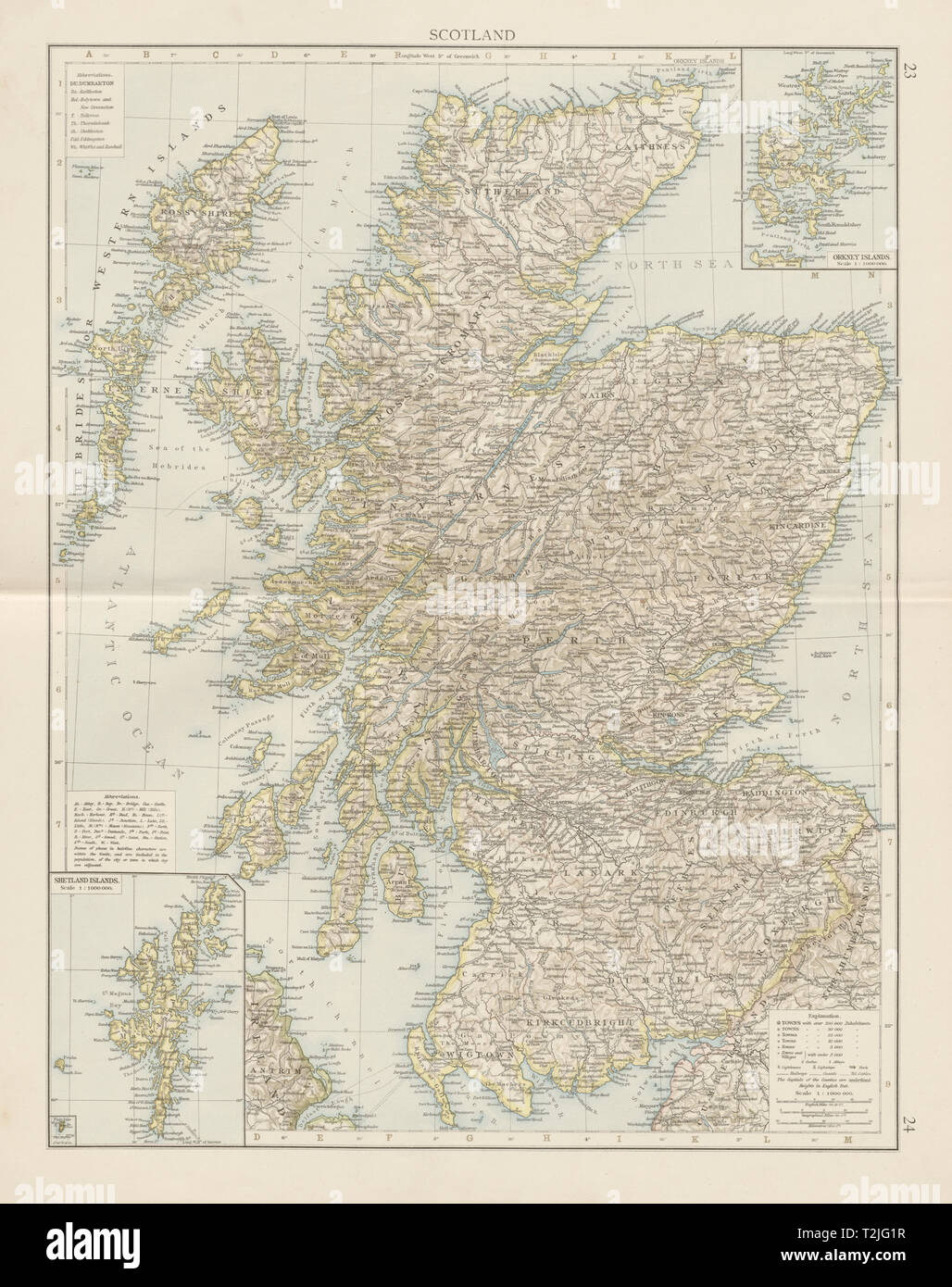 Map of scotland 1900 hi-res stock photography and images - Alamy