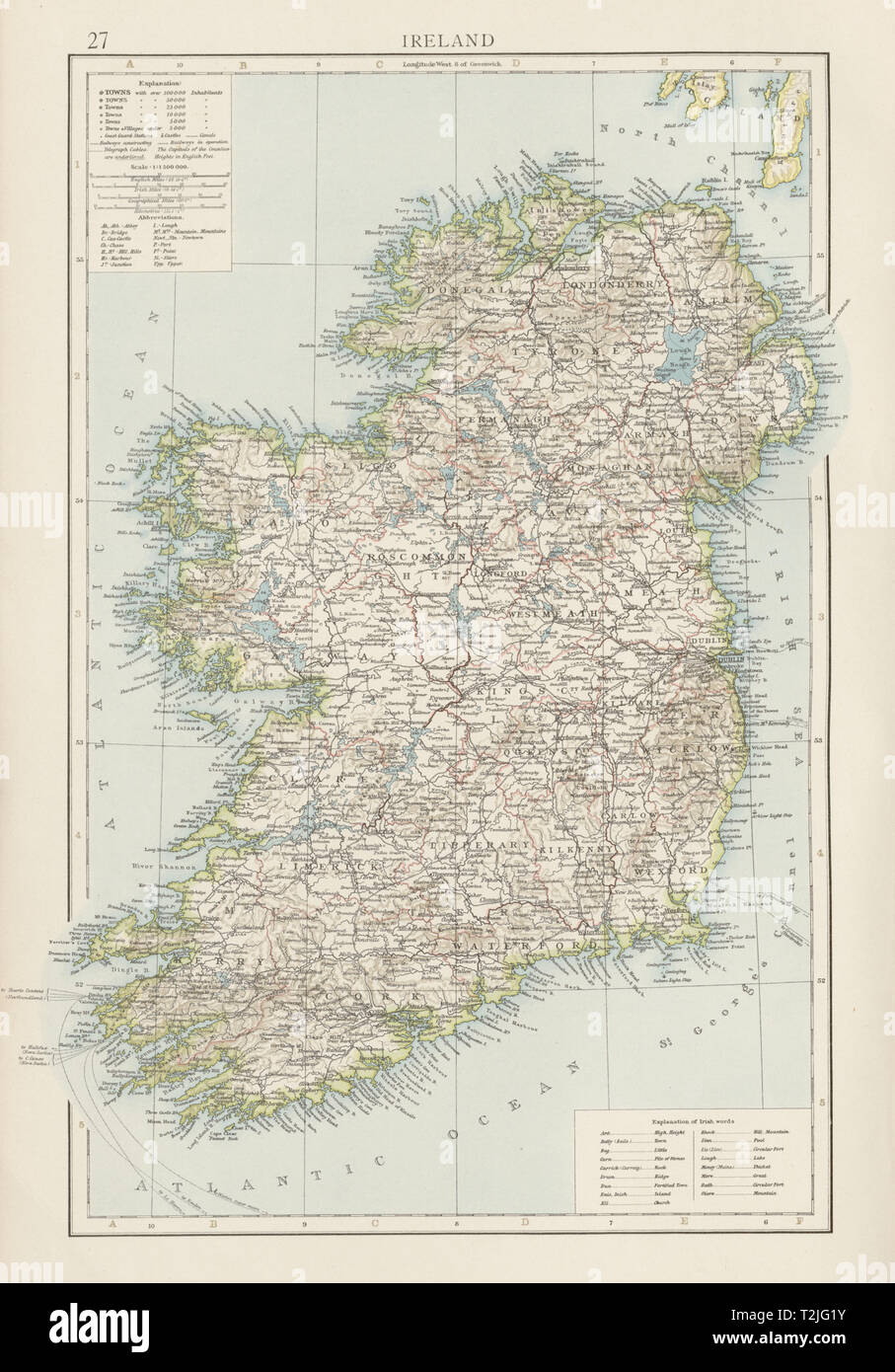 Ireland. THE TIMES 1900 old antique vintage map plan chart Stock Photo ...