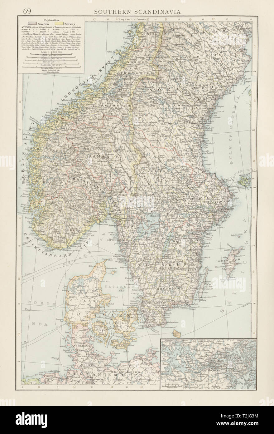Southern Scandinavia. Norway Sweden Denmark. Stockholm environs. TIMES ...