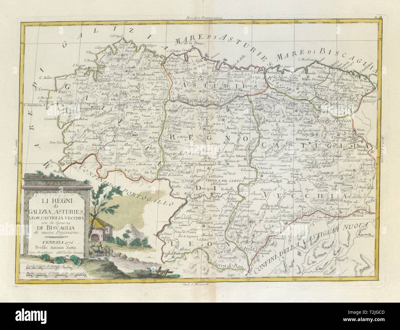 "Li Regni di Galizia, Asturies, Leon…" NW Spain Galicia Asturias. ZATTA ...