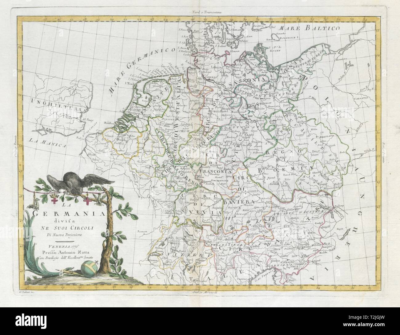 "La Germania divisa ne suoi Circoli" Germany in Imperial Circles. ZATTA ...