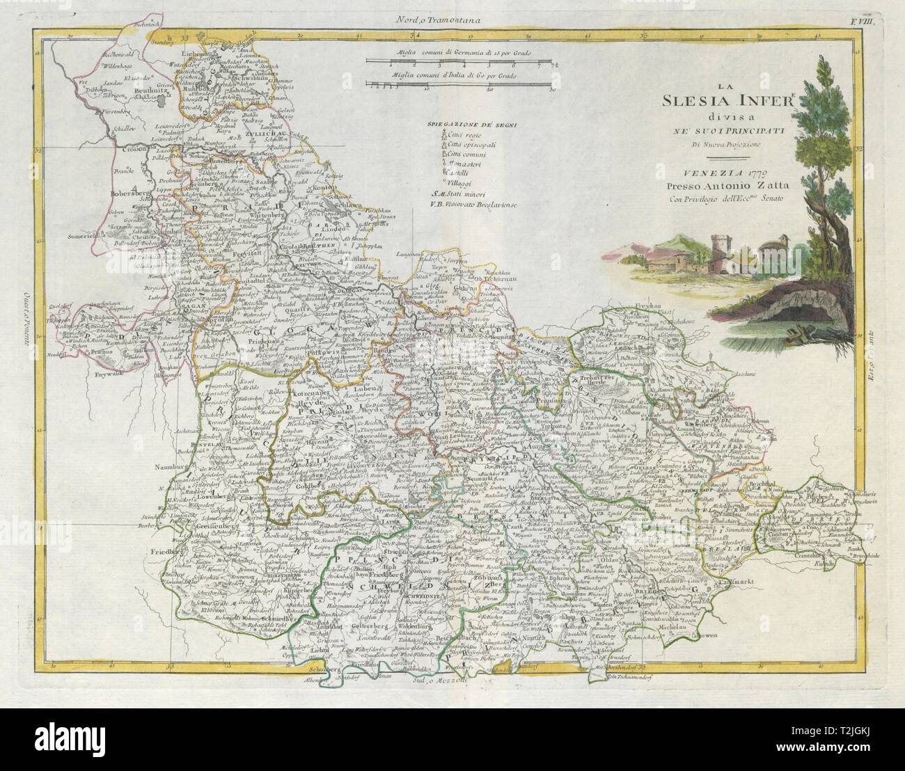 "La Slesia Inferiore…". Lower Silesia. South western Poland. ZATTA 1783 ...