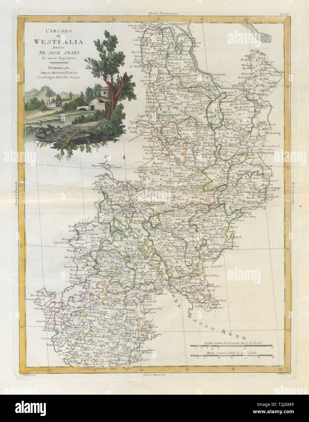 "Circolo di Westfalia…". Westphalia. NW Germany. ZATTA 1783 old antique ...