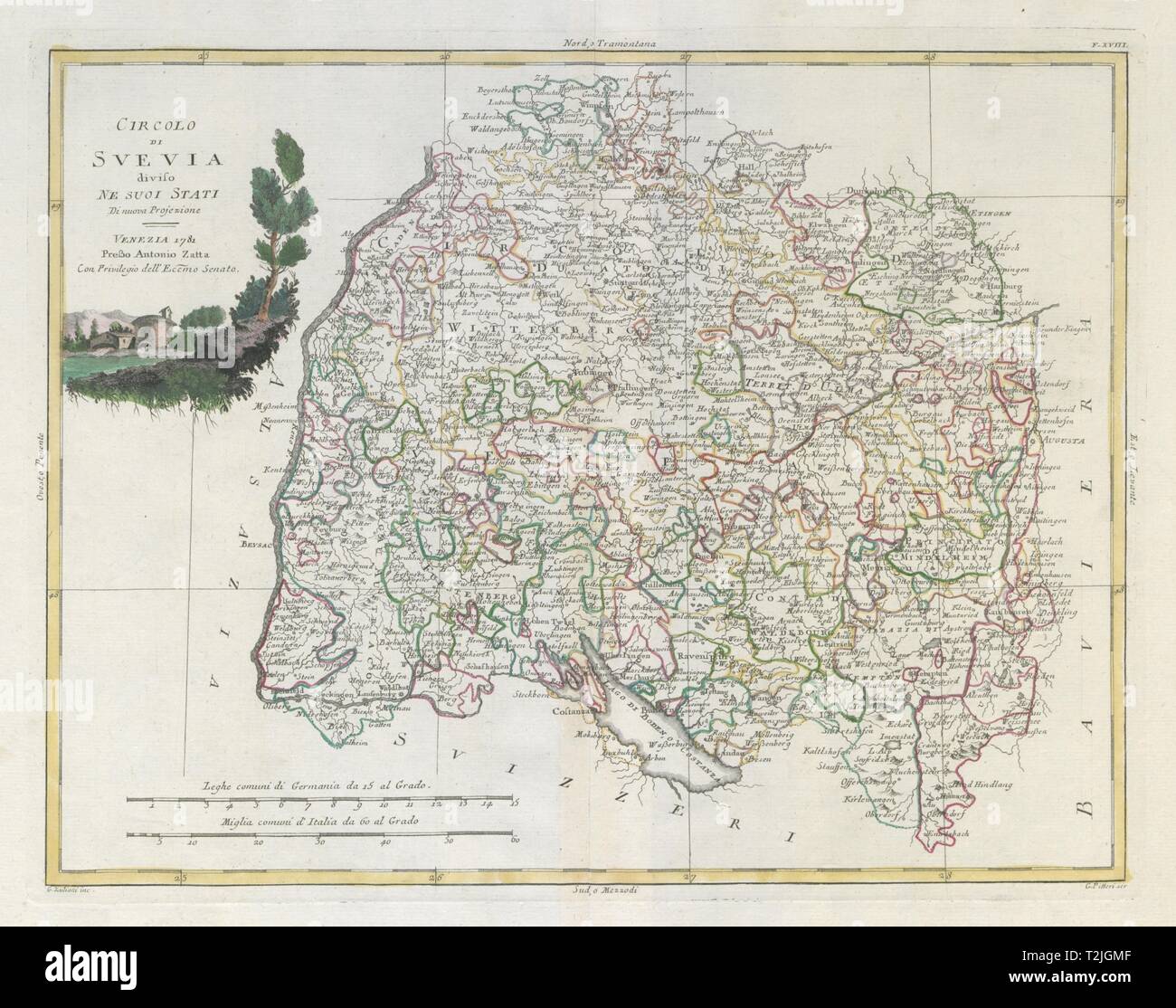 "Circolo di Svevia…". Swabia. Baden-Württemberg. SW Germany. ZATTA 1783 ...